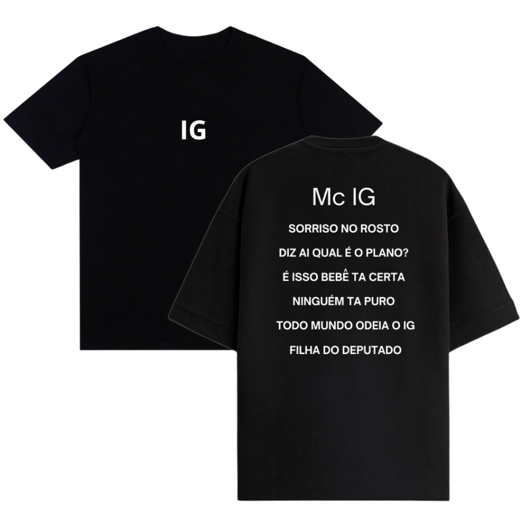 Camiseta Mc IG Oversized STreet Wear Bordado Alta Qualidade | Shopee Brasil
