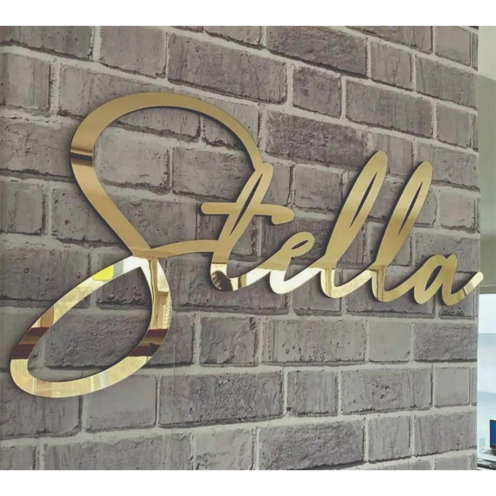 Logotipo Letreiro ACM Espelhado Dourado ou Prata Personalizado com sua ...