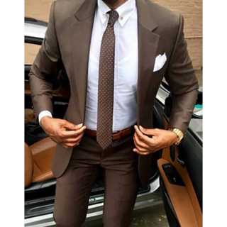 Terno Masculino Marrom Terra Microfibra - Luxuoso-Todas Ocasiões (envio ...