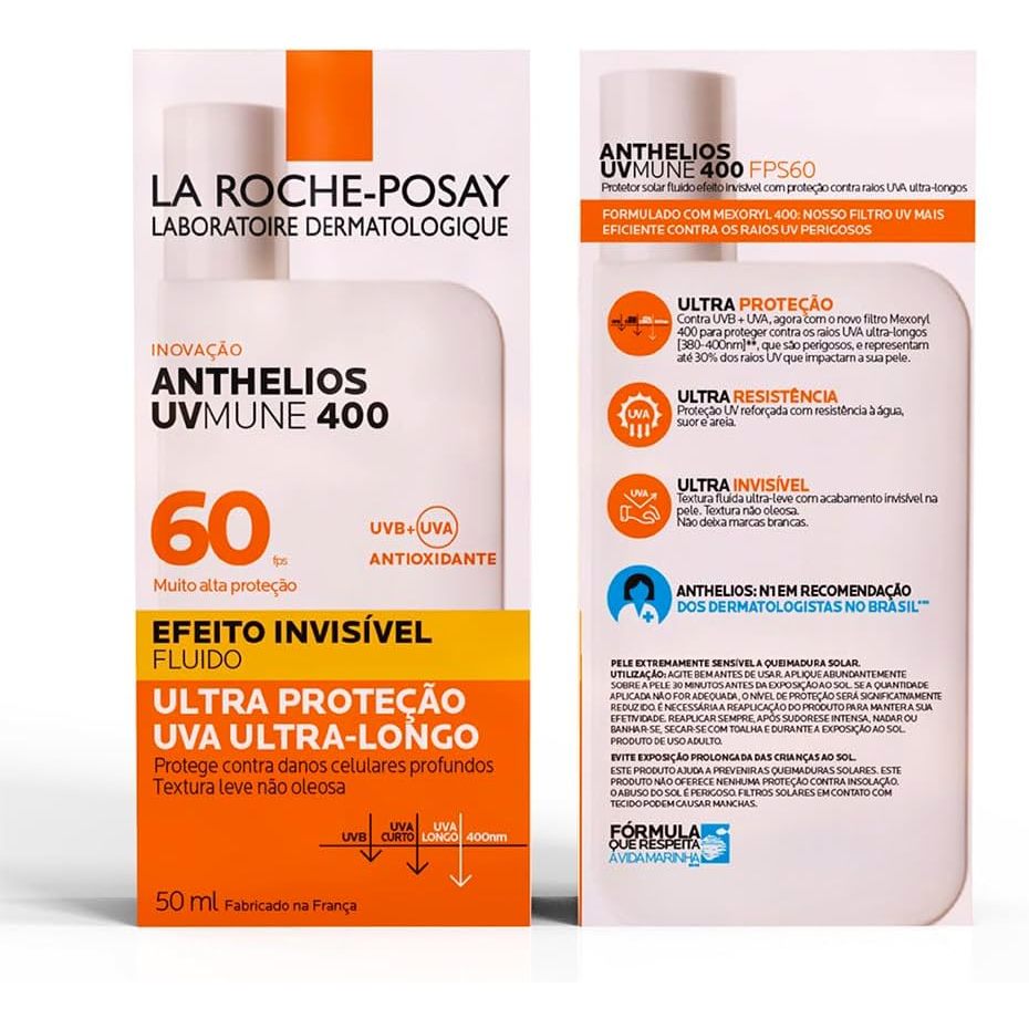 Protetor Solar Facial La Roche-Posay Anthelios Fluido Invisível UVMUNE 400 FPS60 50ml | Shopee ...