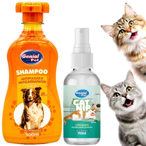 Genial Pet Shampoo Anti Pulgas e Cat Nip Erva Do Cato Spray | Shopee Brasil