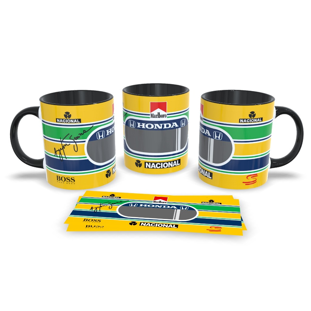 Caneca Ayrton Senna Honda em porcelana 325ml | Shopee Brasil