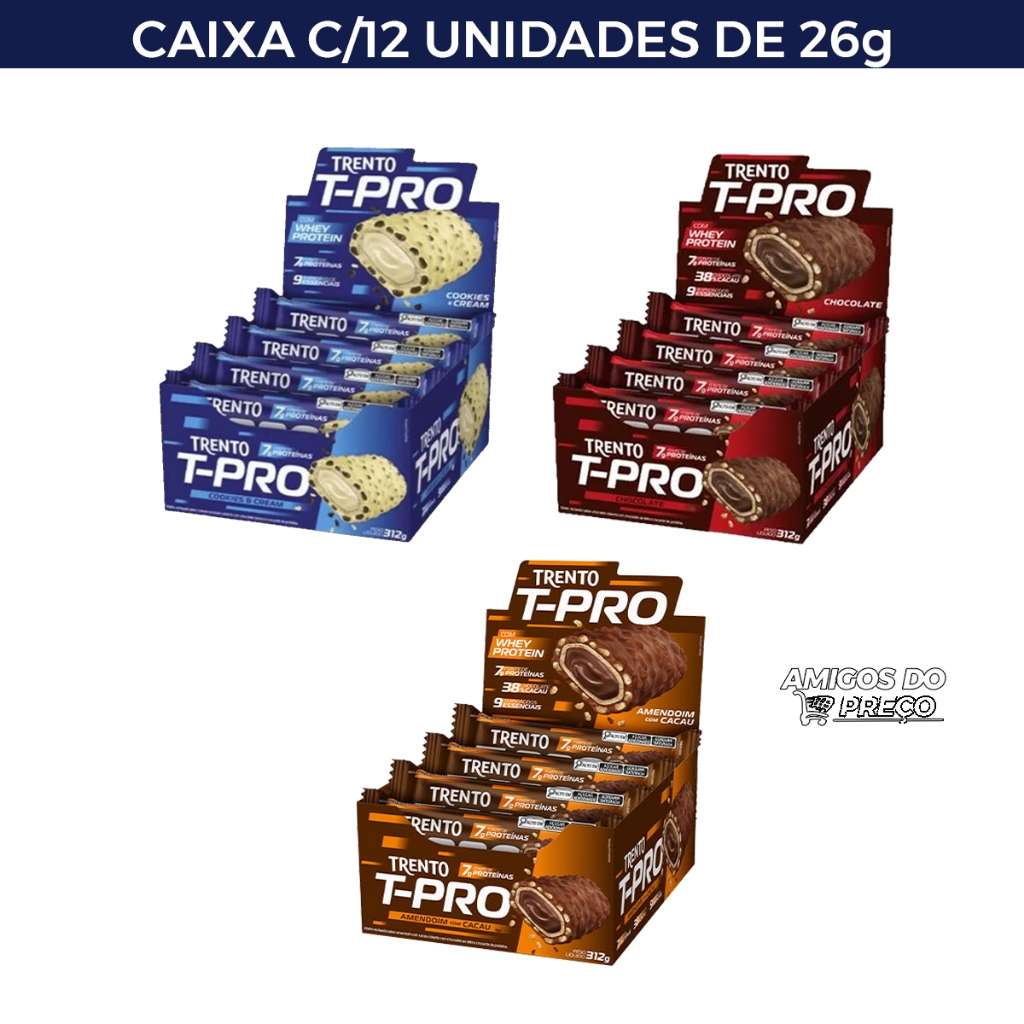 Chocolate Trento T-PRO 12 Unids De 26g Sabores Amendoim Chocolate Ao Leite Cookies Cream ...