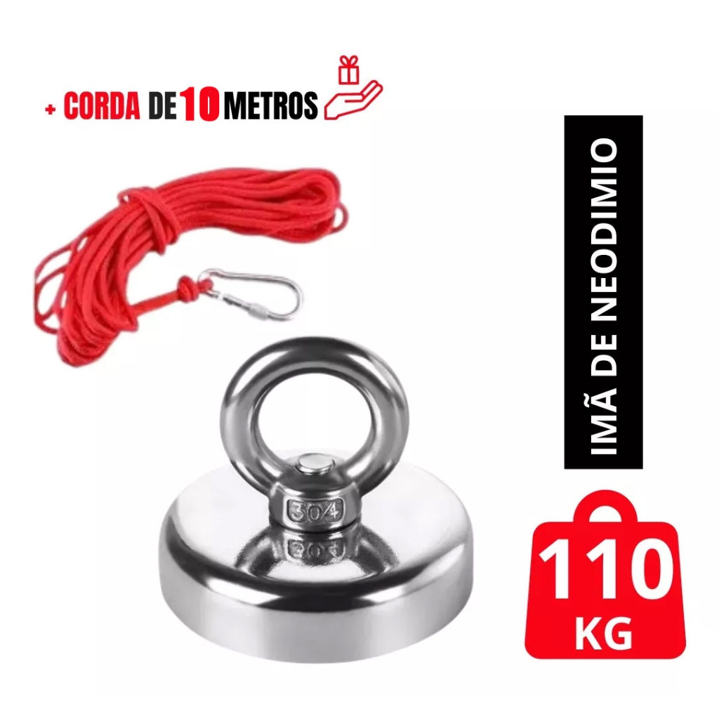 Ima De Neodimio Para Pesca Magnetica 110kg De Tracao Iman Neodimio Imã ...
