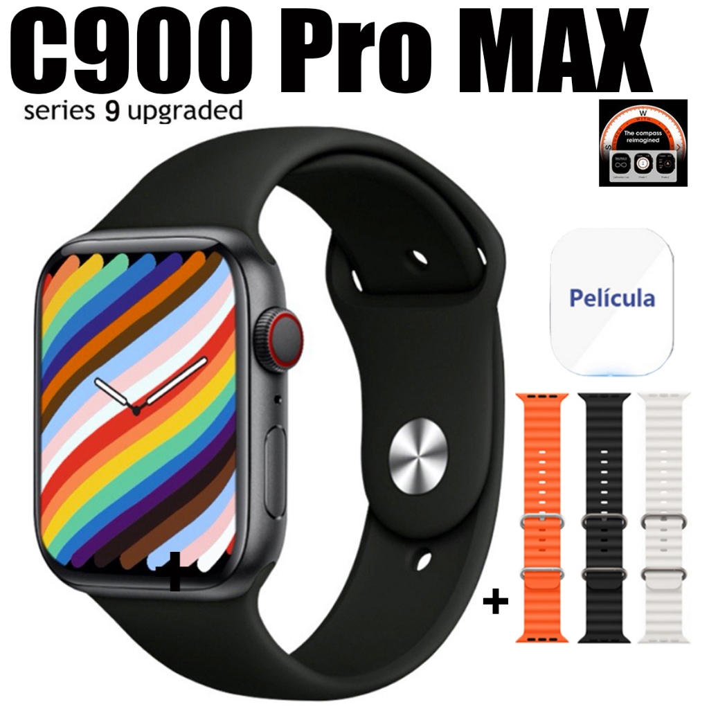 Novo Relógio Original 9 Smart Watch C900 pro max Men Bluetooth Chamada Temperatura Corporal 9 ...