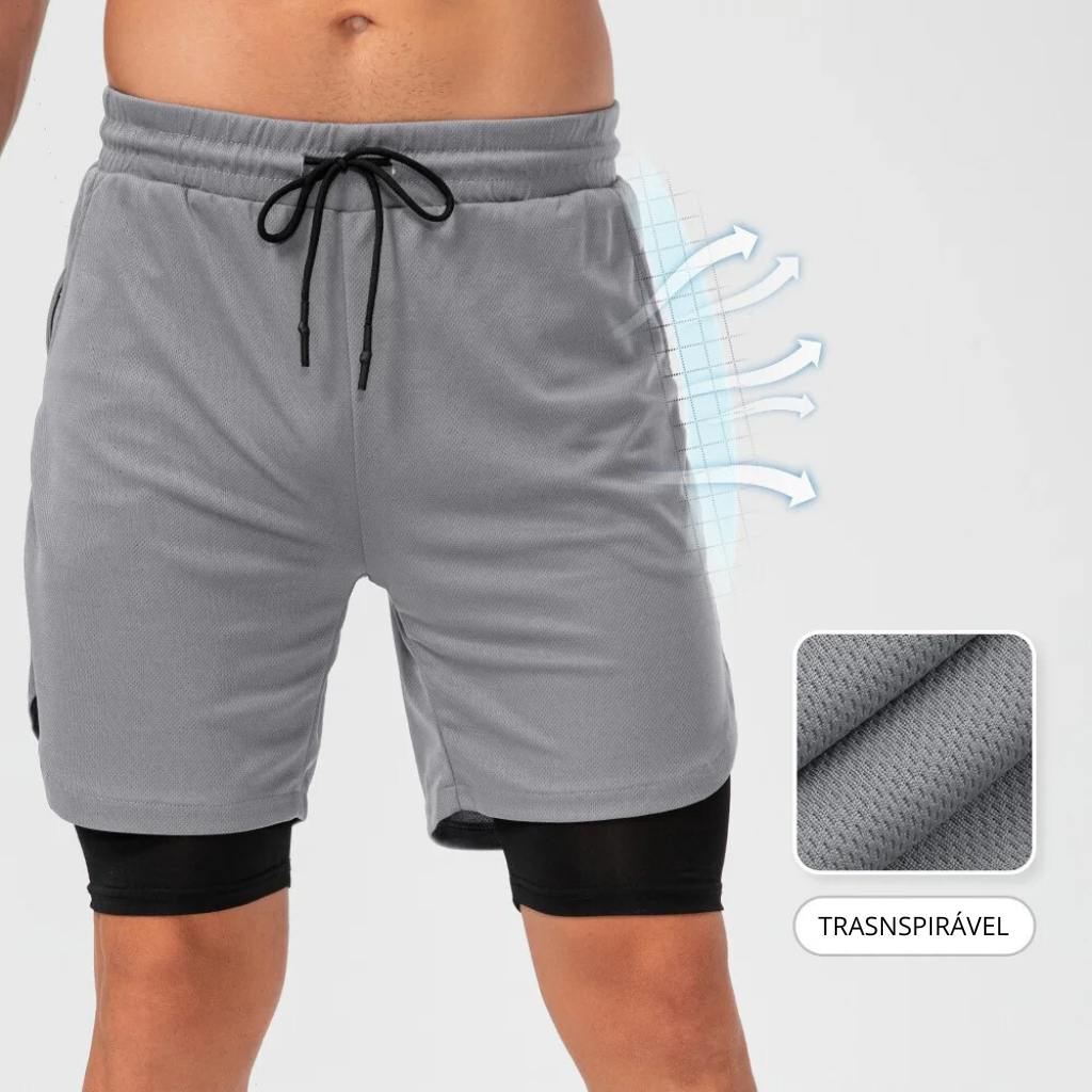Shorts Masculino Ideal Para Treino, Corrida, Academia beach 2 em 1 ...