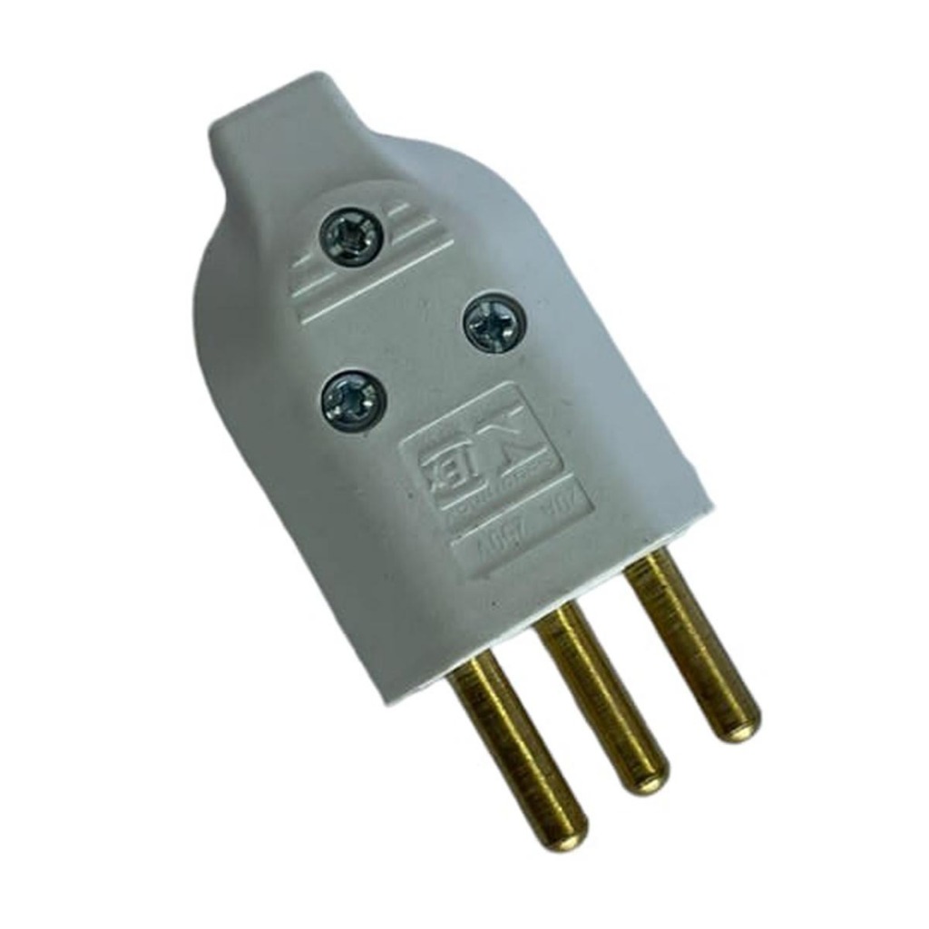 Plugue Macho 20a Adaptador Tomada 3 Pinos 250v 2p+t Branco | Shopee Brasil