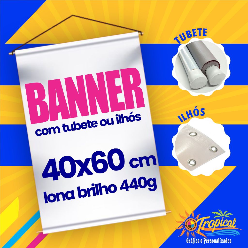 Banner personalizado 40x60 em lona 440gr Brilho | Shopee Brasil