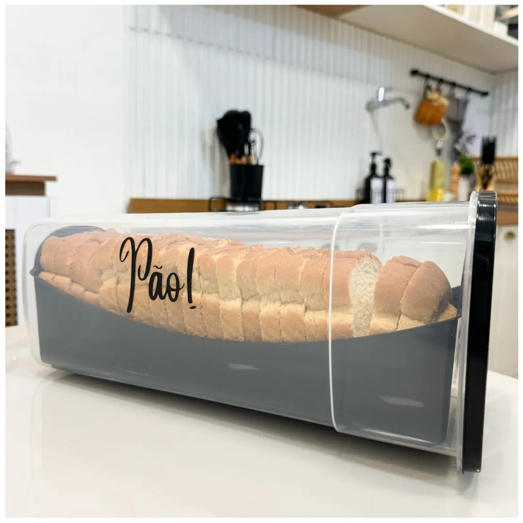 Porta-pão deslizante - porta-biscoito deslizante - porta-torrada deslizante - pote para biscoito ...