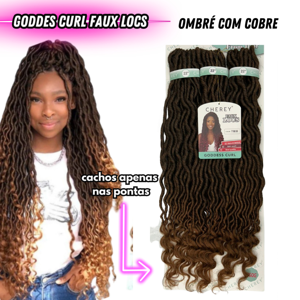 Cabelo Faux Locs Crochet Braids e Boho locs 270G com 60 mechas 65cm ...
