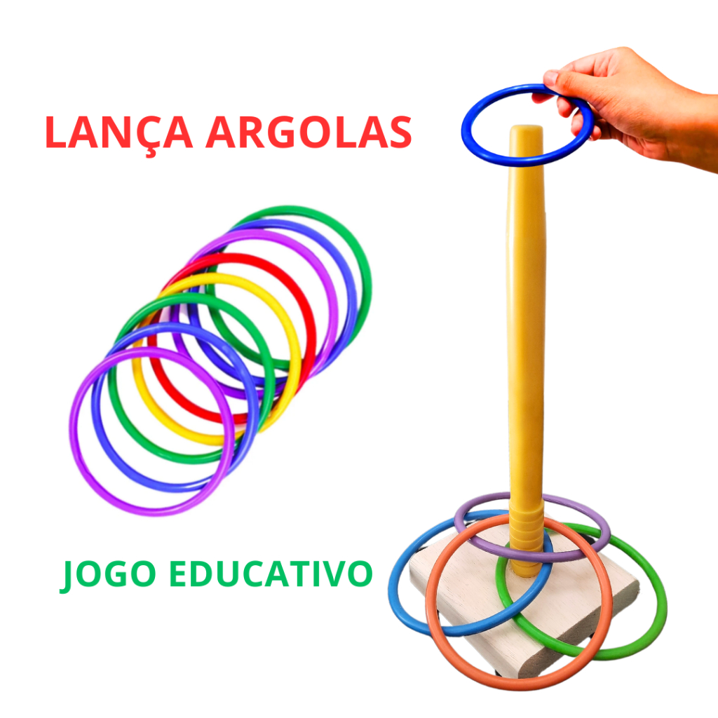 Lança Argolas Jogo Coordenação Motora Brinquedo Educativo Arremesso ...