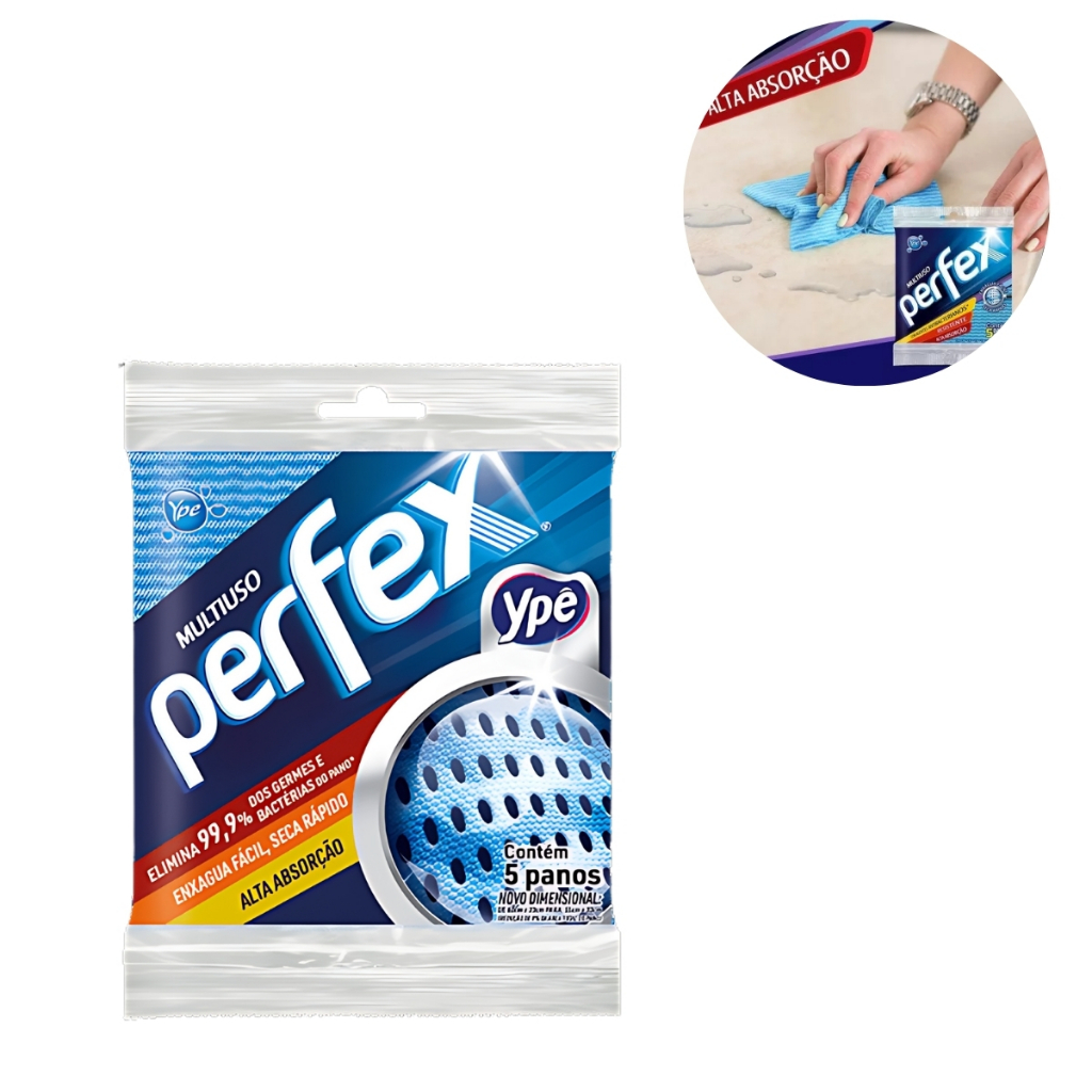 Pano Multiuso Perfex Alta Absorção 5un Limpeza Eficiente Ypê | Shopee ...