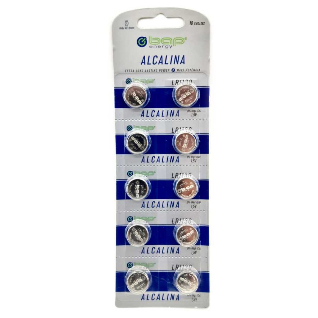 BATERIA BOTÃO ALCALINA LR-1130 1,5V COM 10 UNIDADES - BAP | Shopee Brasil