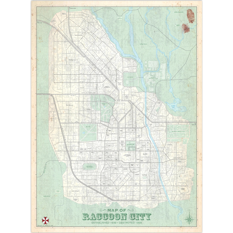 Poster: Resident Evil - Raccoon City Map | Shopee Brasil