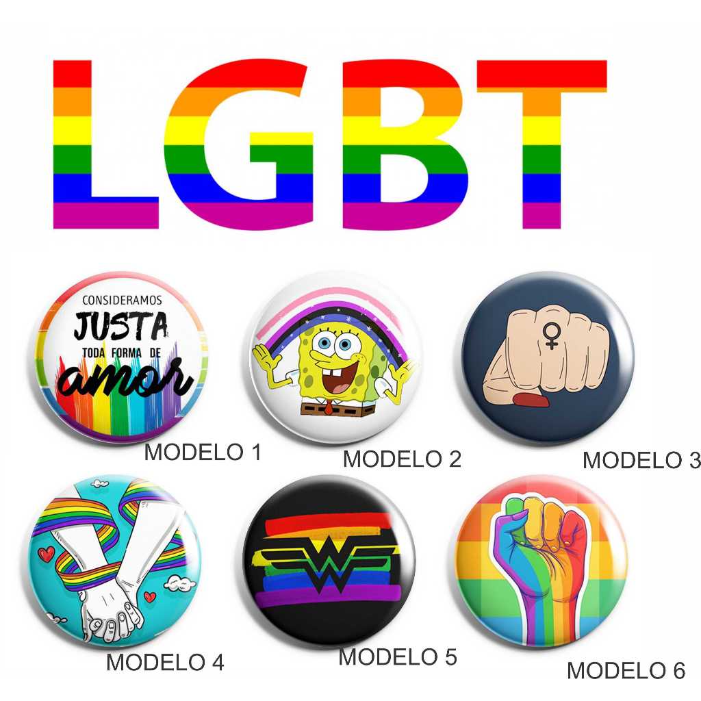 Botom Personalizado Pride LGBT 4,4cm Para Mochilas e Roupas 6 Modelos ...
