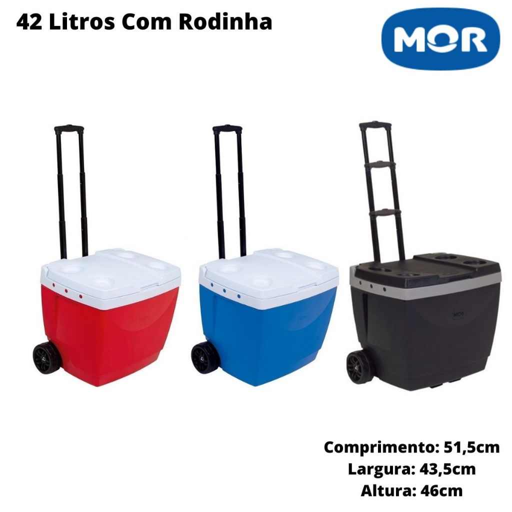 Caixa Térmica Cooler 42L Com Rodas Carrinho Bebida Praia Com Rodinha ...
