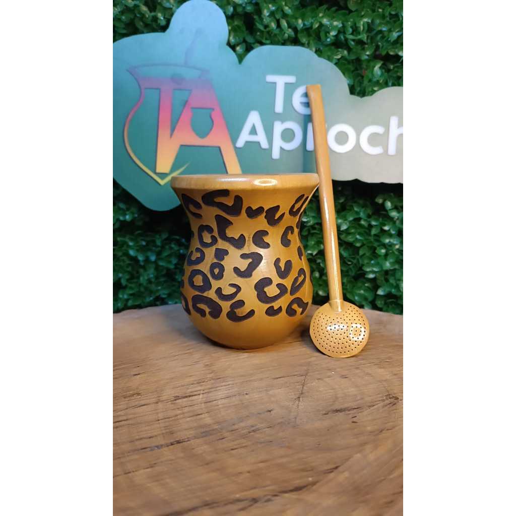 Kit cuia madeira de imbuia Premium oncinha e bomba inox pintada ...