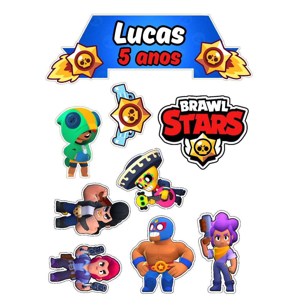 Topo Topper De Bolo Brawl Stars Personalizado Aniversário | Shopee Brasil