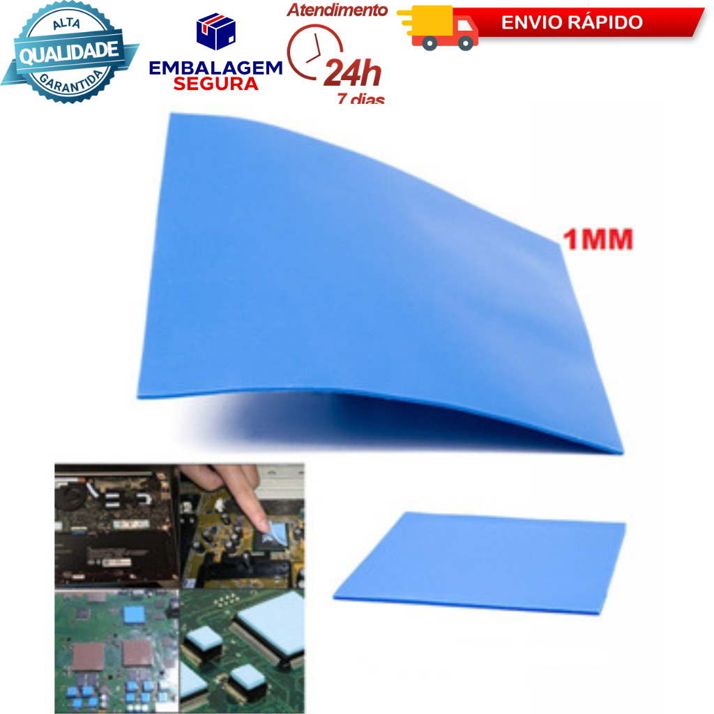 Thermal Pad Térmico 10cm X 10cm X 1mm espessura Ps4 Ps3 Xbox 360 Xbox ...