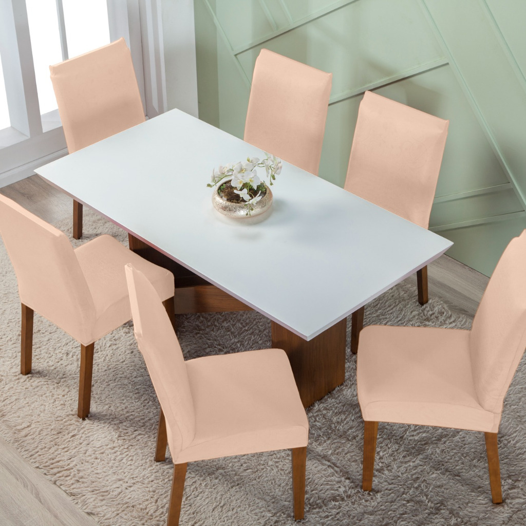 KIT CAPAS DE CADEIRA PREMIUM AJUSTÁVEL EM MALHA GEL PARA MESA DE JANTAR ...