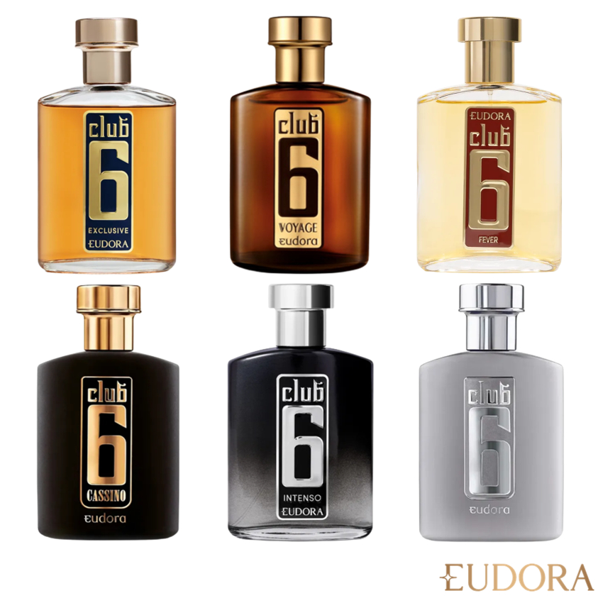 Colônia Club 6 Eudora 95ml (Perfume Masculino): Clássico, Cassino, Exclusive, Intenso, Voyage ou ...