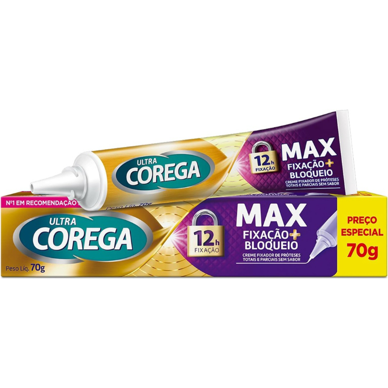 Corega Ultra Creme Fixador de Próteses Dentárias, Sem Sabor, Forte ...
