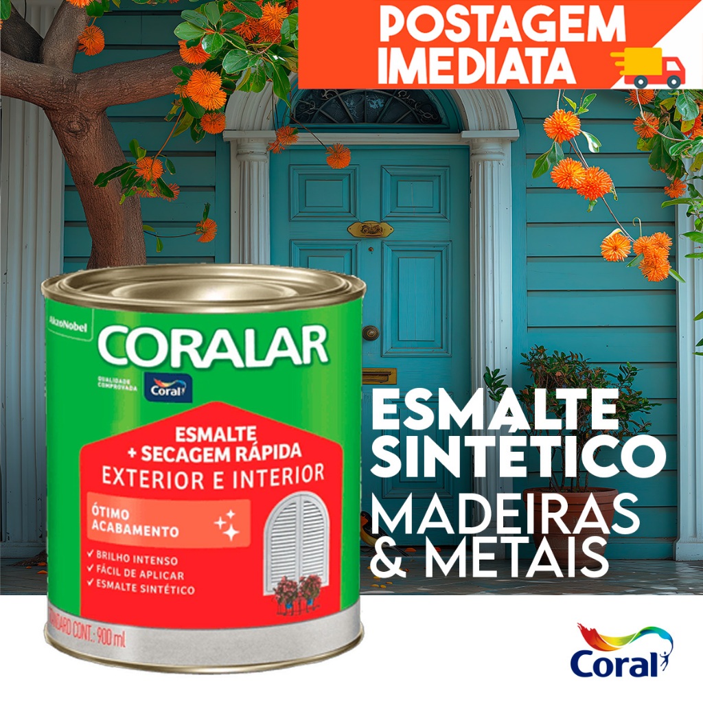 Tinta Esmalte Sintético Coral Madeira e Metal 900ml Coralar Exterior ...