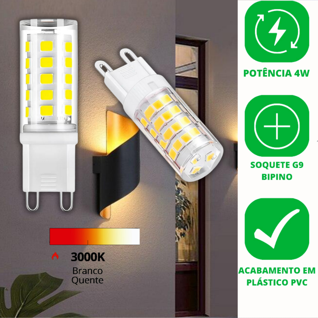 Lâmpada Led G9 4W 220V Halopin Bipino Branco Quente 3000K | Shopee Brasil