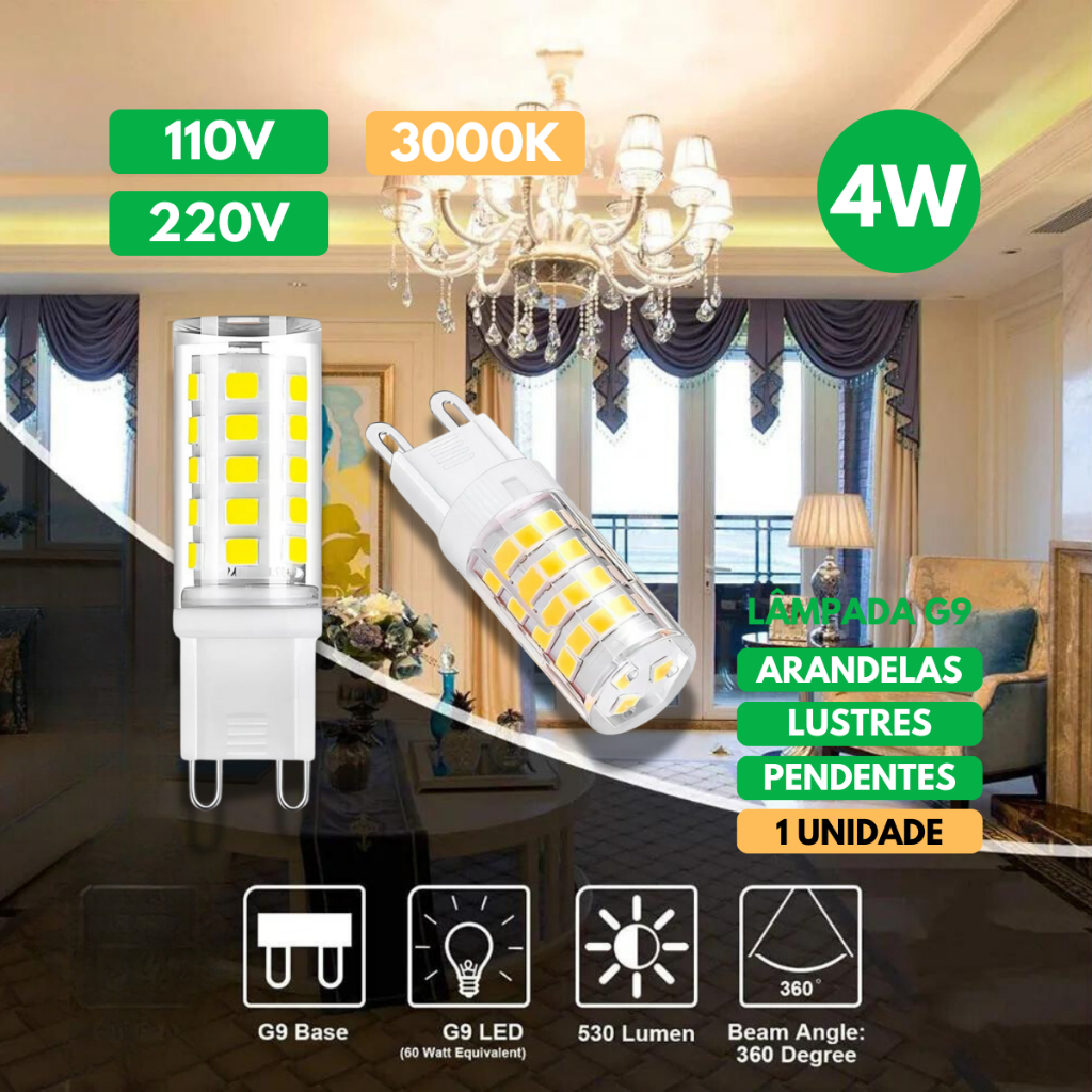 Lâmpada Led G9 4W 220V Halopin Bipino Branco Quente 3000K | Shopee Brasil