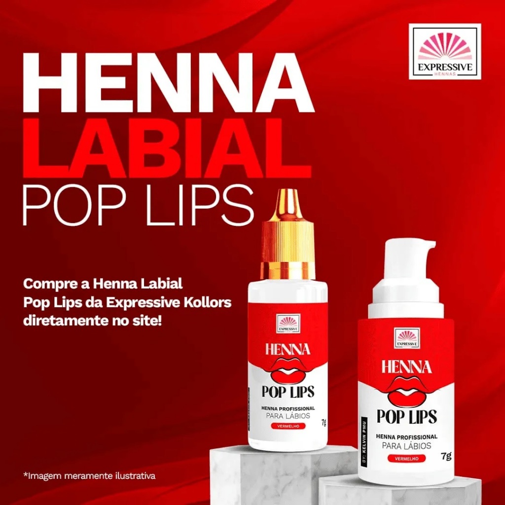 Kit Henna Labial Pop Lips Expressive Kollors Vermelha 5ml | Shopee Brasil