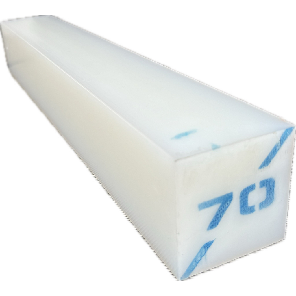 Tarugo de Nylon Quadrado 70mm x 250mm Branco Poliamida Tecnil para ...