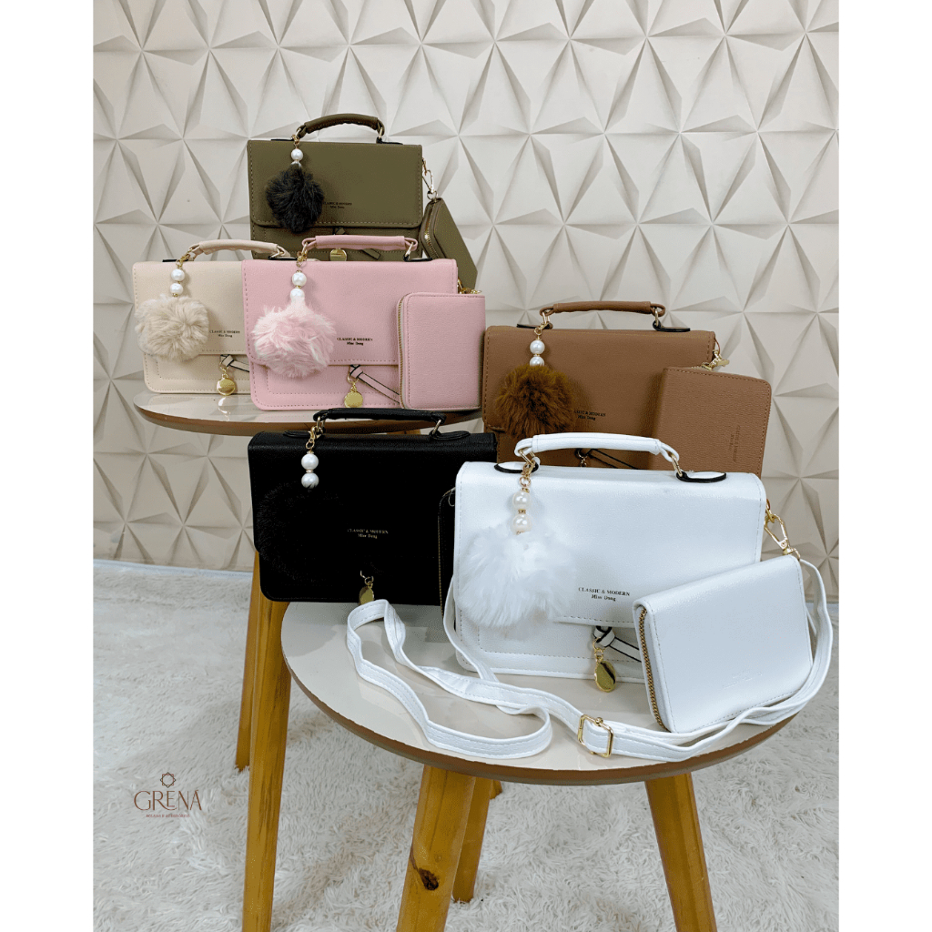 Bolsa Bag Luxo Pequena Média Premium Executiva Couro Sintético da Miss ...