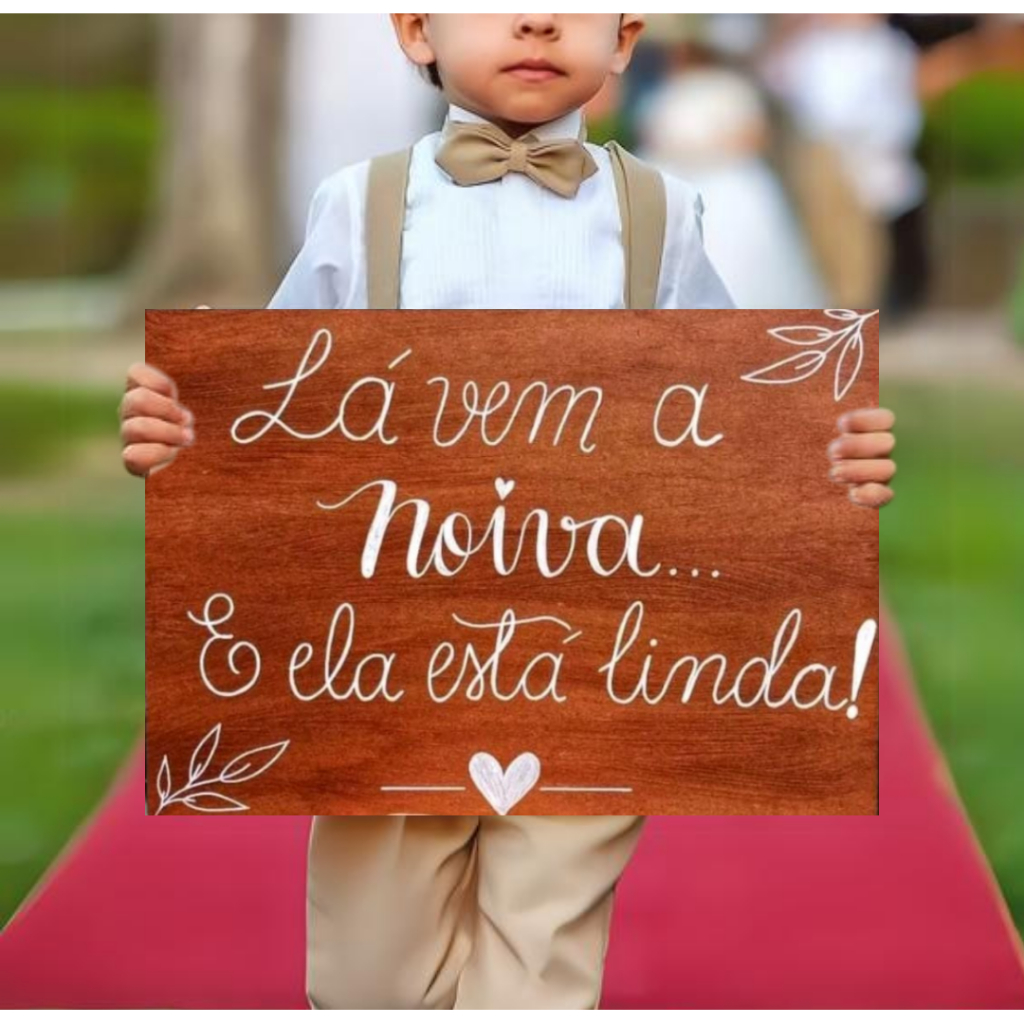 Placa Decorativa Casamento lá vem a noiva Pajem entrada | Shopee Brasil