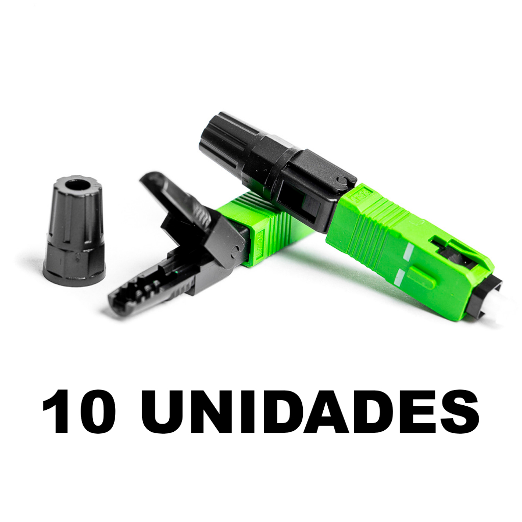 Fast Conector de Campo Conector Rápido Fibra Óptica Verde FTTH SC APC - 10 UNIDADES | Shopee Brasil