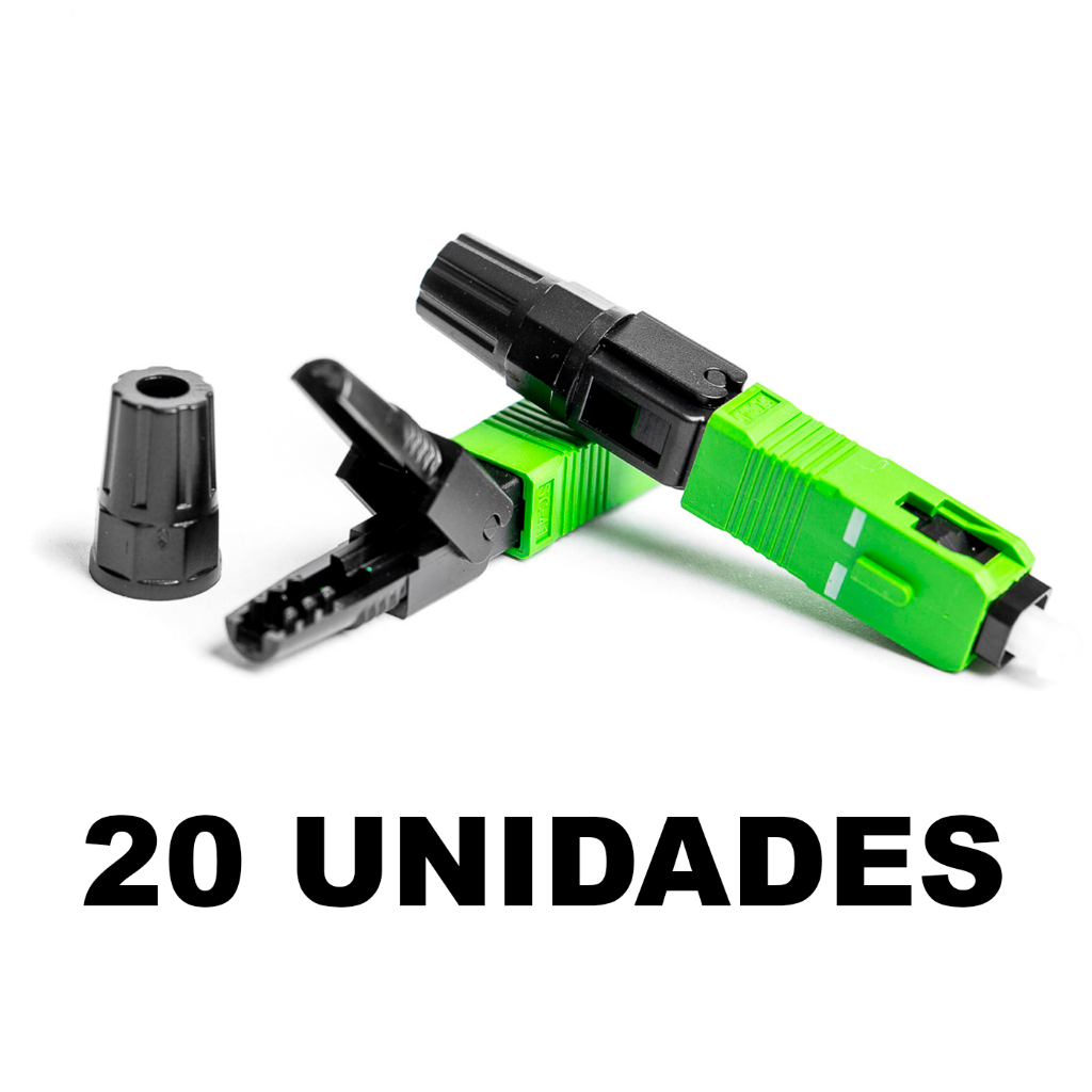 Fast Conector de Campo Conector Rápido Fibra Óptica Verde FTTH SC APC - 20 UNIDADES | Shopee Brasil
