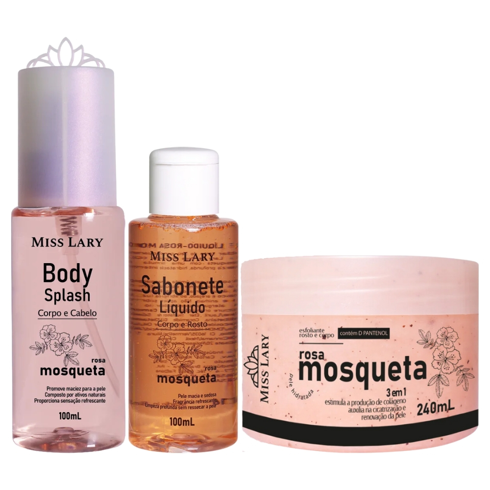 Kit Cuidado Corporal Esfoliante, Body Splash e Sabonete - Miss Lary ...