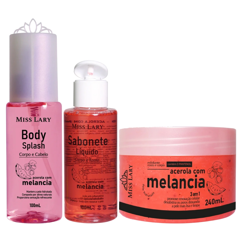 Kit Cuidado Corporal Esfoliante, Body Splash e Sabonete - Miss Lary ...