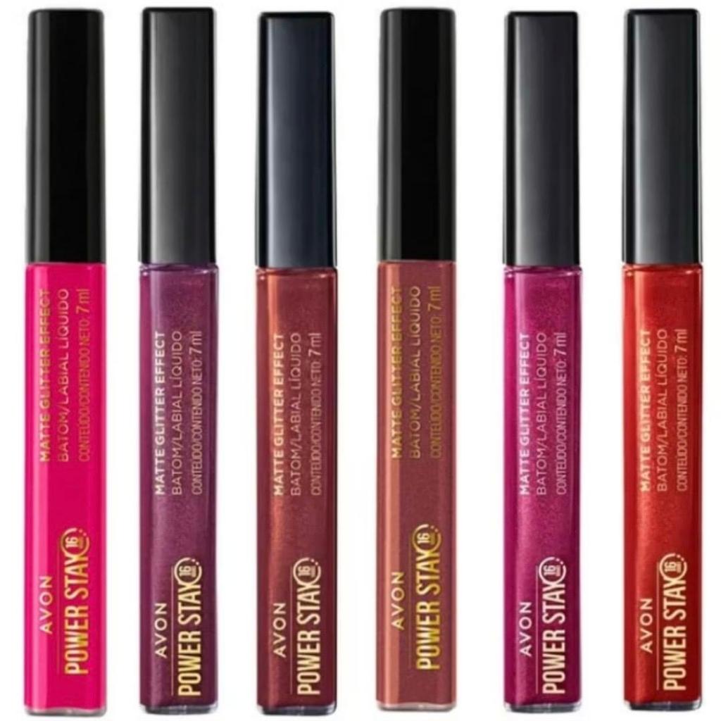 Batom Liquido Power Stay Com Glitter Avon | Shopee Brasil
