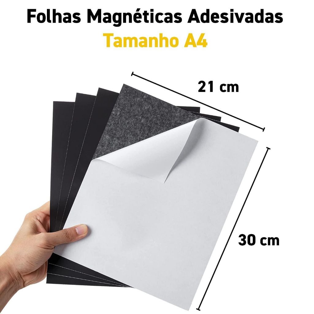 Imã Folha Manta Magnética Adesivada A4 0,3mm Geladeira 10 Un. | Shopee Brasil