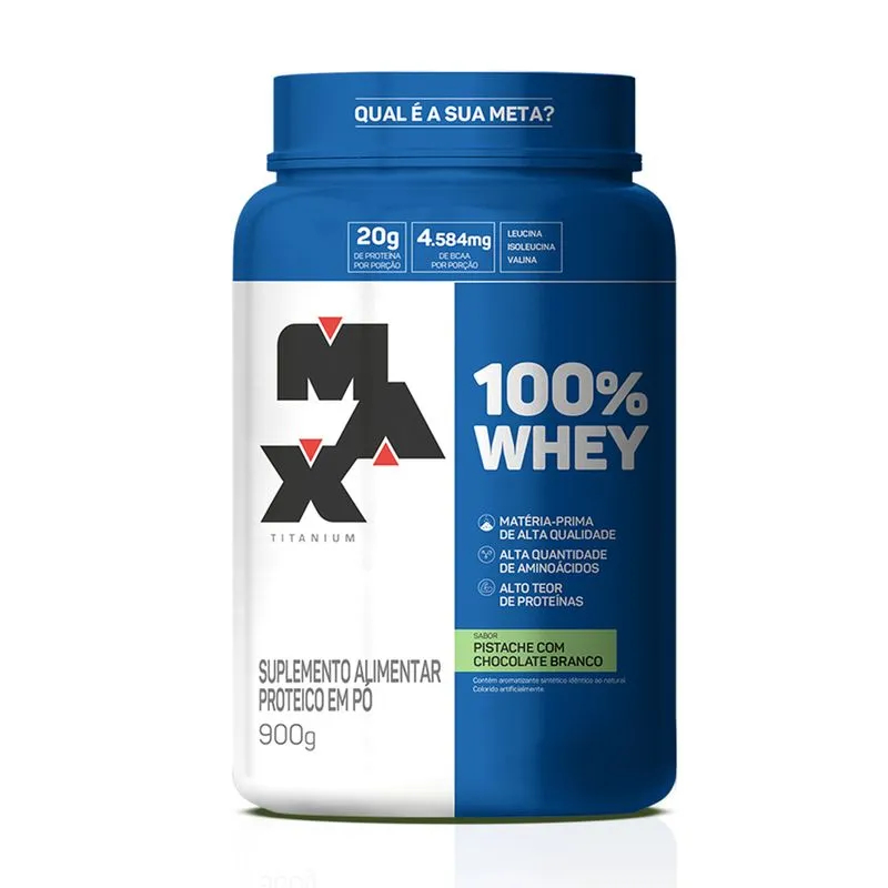 100 Whey Protein 900g Concentrado Pote Max Titanium Proteína