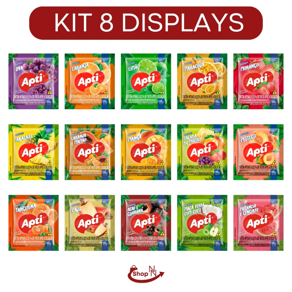 SUCO REFRESCO EM PÓ APTI SABORES SORTIDOS 20G - KIT 8DP | Shopee Brasil