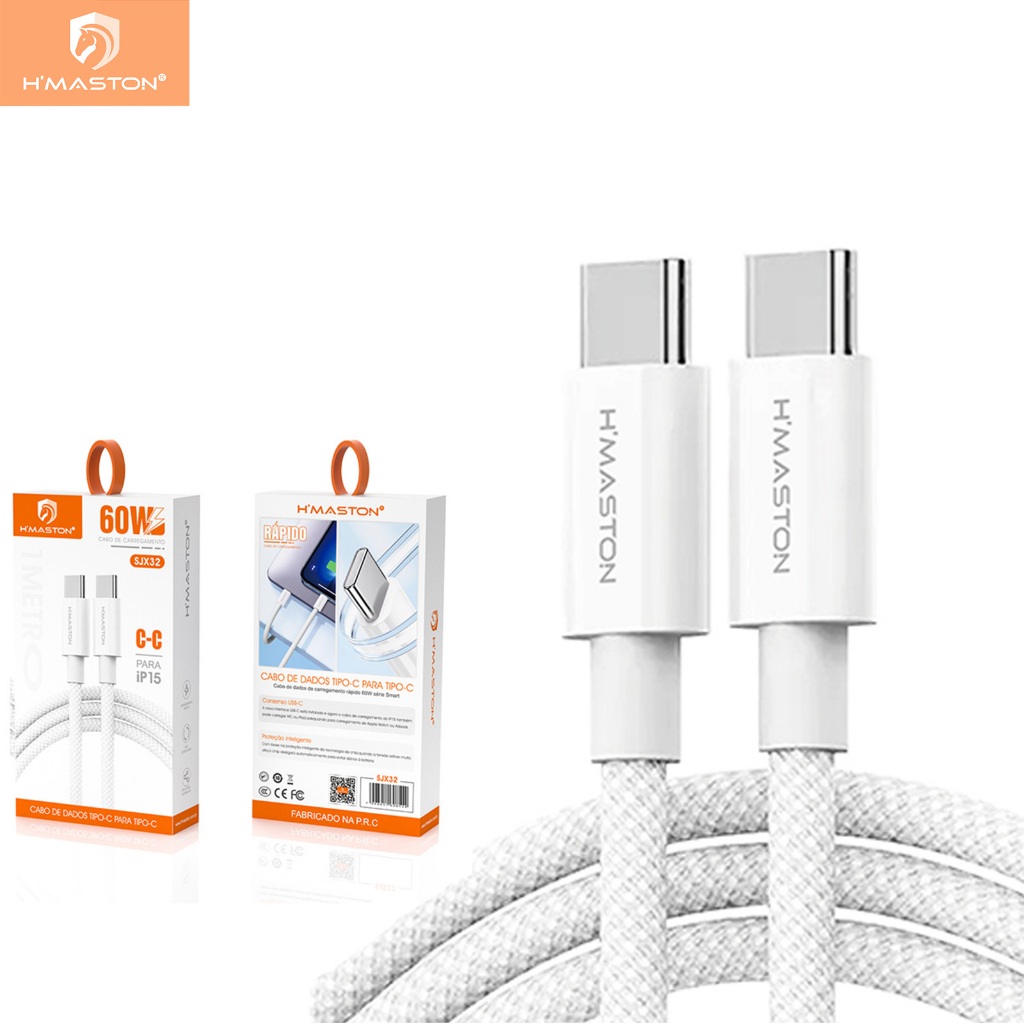 H'maston SJX32 Cabo Tipo C- Tipo C Dois Lados Para Cabo De Carga Rápida ...