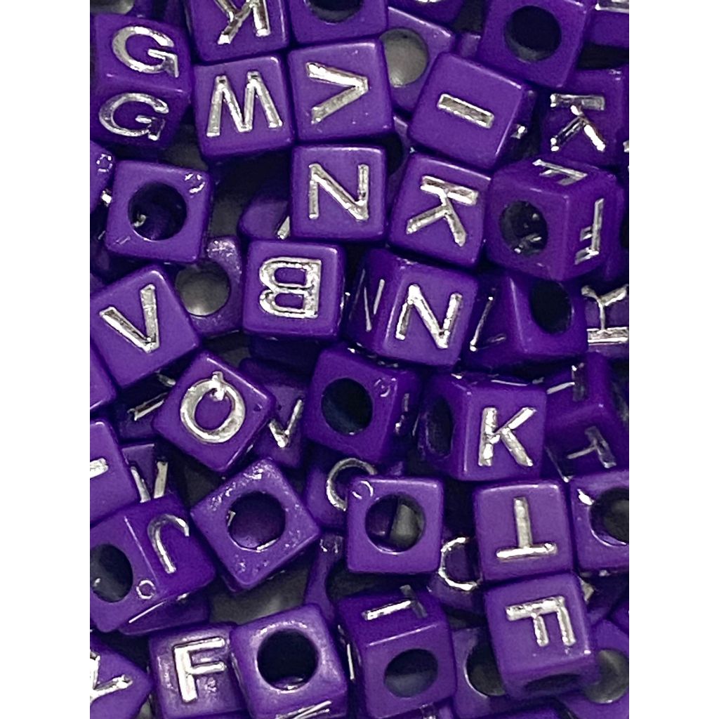 Miçanga Entremeio Letras Quadradas Alfabeto ROXO Sortidas | Shopee Brasil