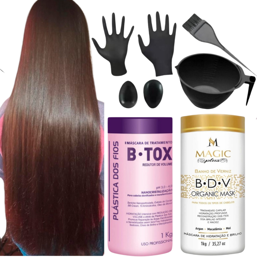 Botox Capilar Plástica Dos Fios de Açai e mascara de hidratação Banho ...