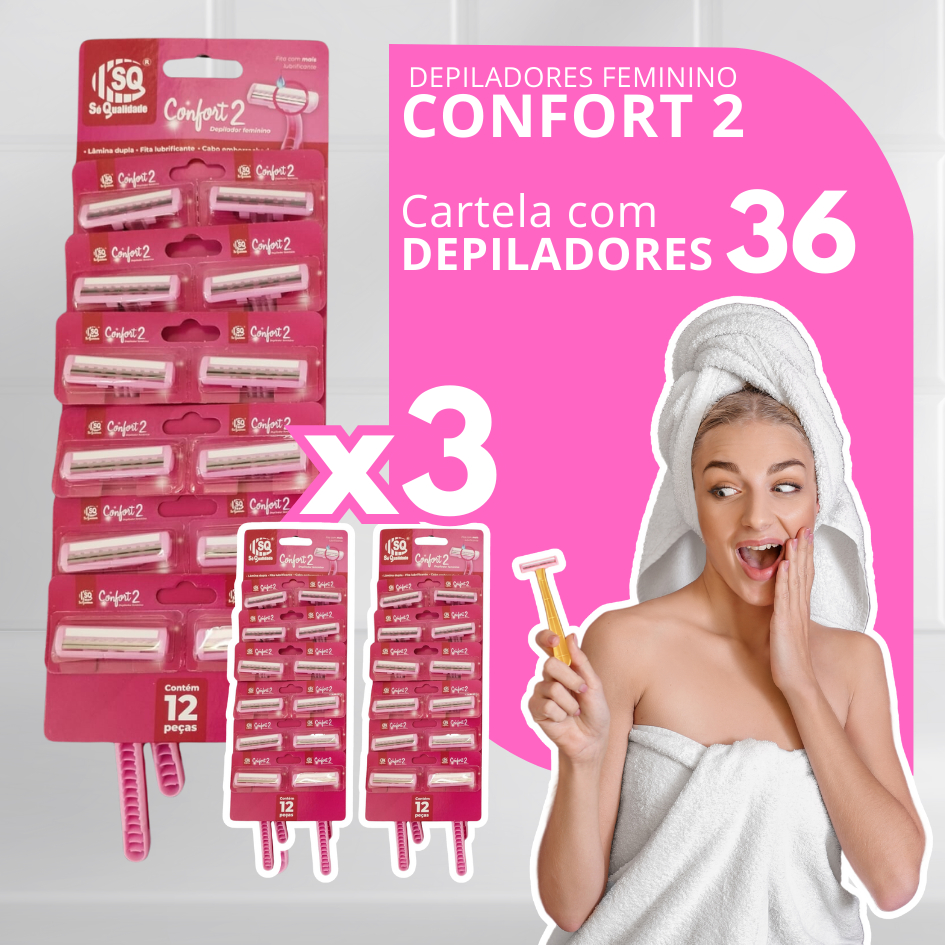 Depilador Barbeador Feminino Kit com 36 Gilete Descartavel Suave Mulher ...