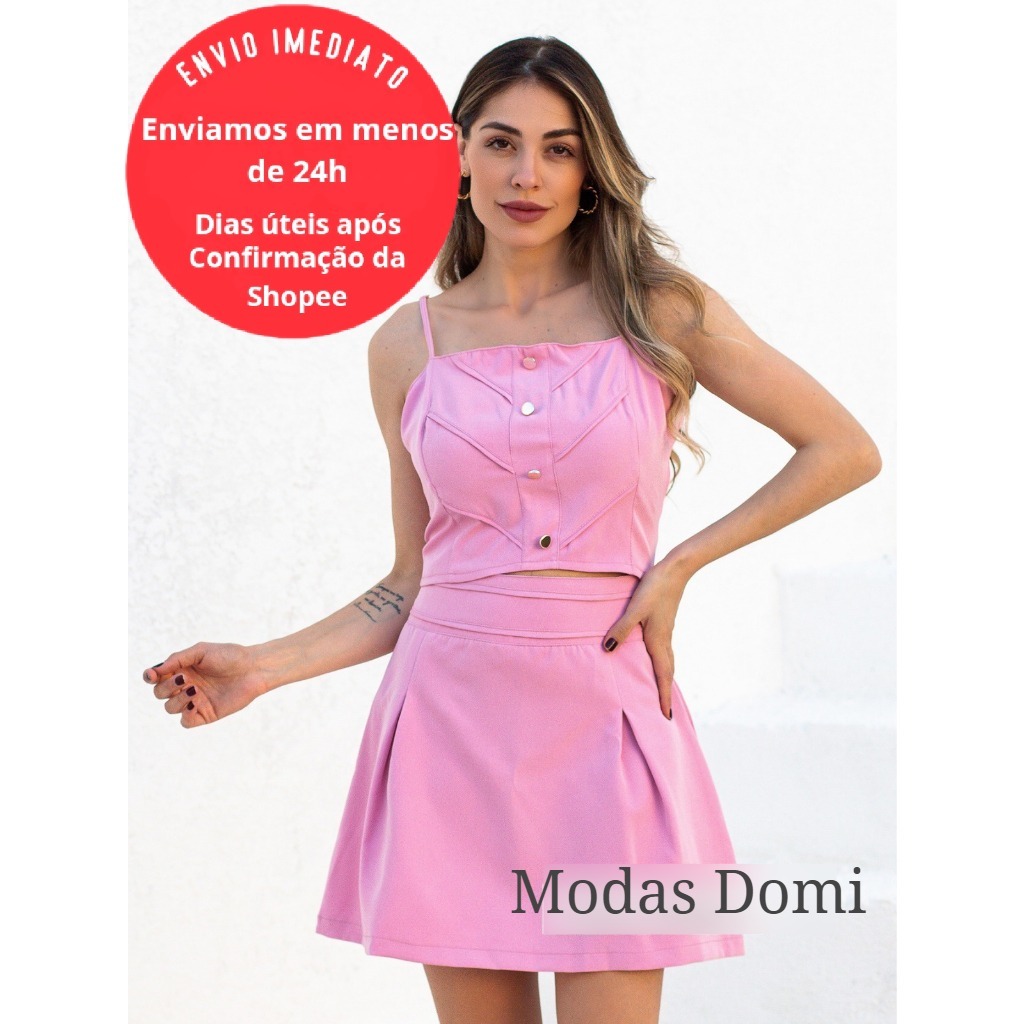 Modas Domi Conjunto Alfaiataria Saia e Cropped 6322 | Shopee Brasil