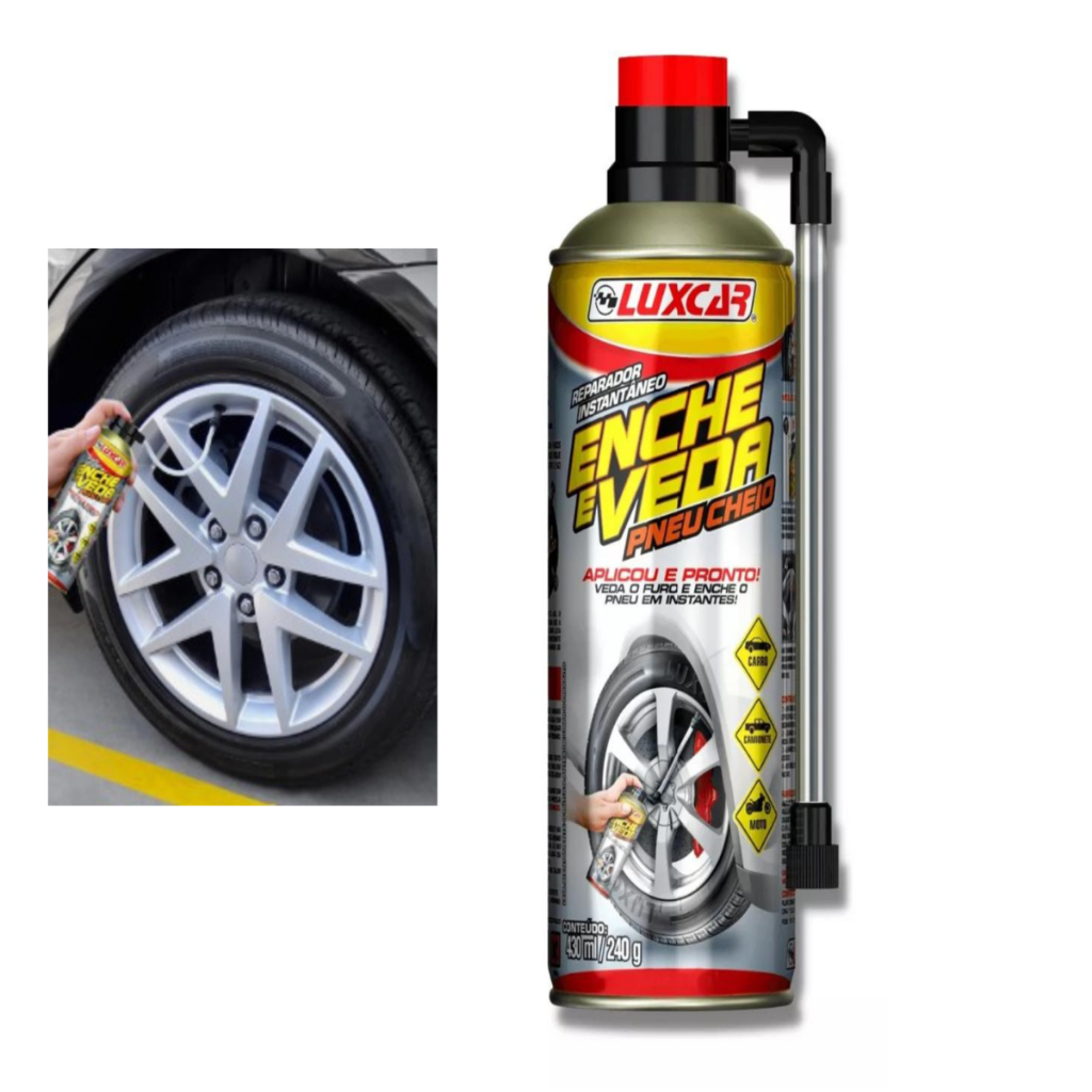 Kit Spray Reparador Instantaneo Luxcar Pneus Enche Veda Tapa Furo Carro ...