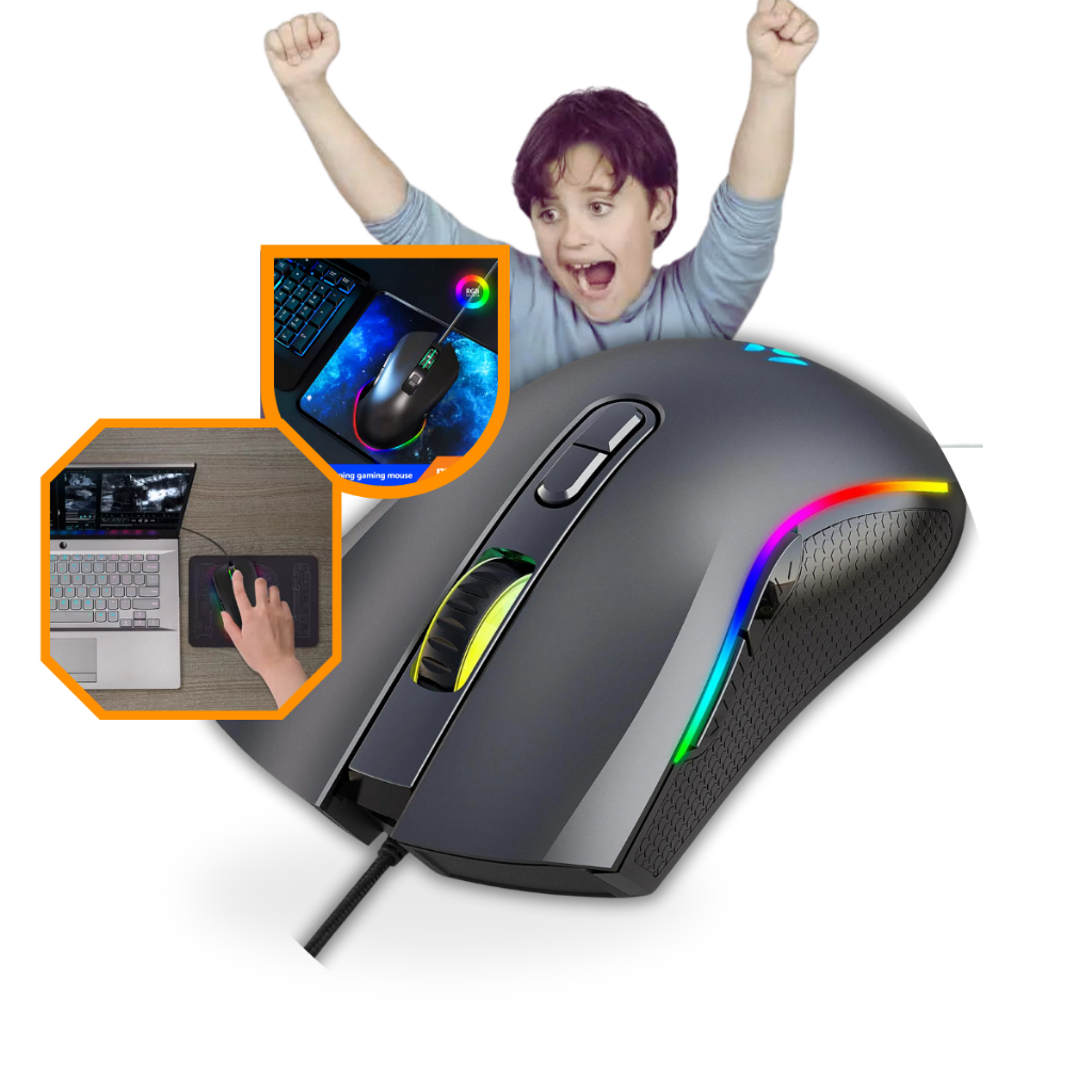 Mouse Gamer Para Jogo 7200 Dpi Com MACRO Led RGB USB compatível COMPUTADOR PC NOTEBOOK VIDEOGAME ...