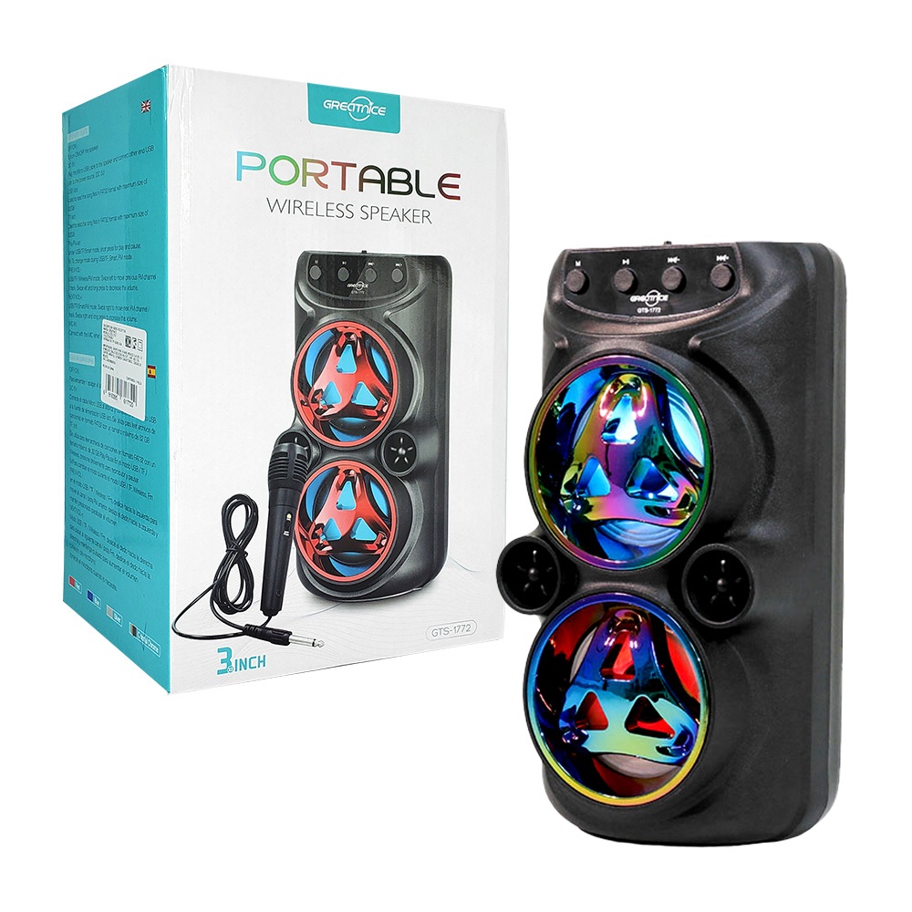 Caixa de Som Portátil Com Microfone Karaoke Bluetooth Rádio FM PenDrive ...