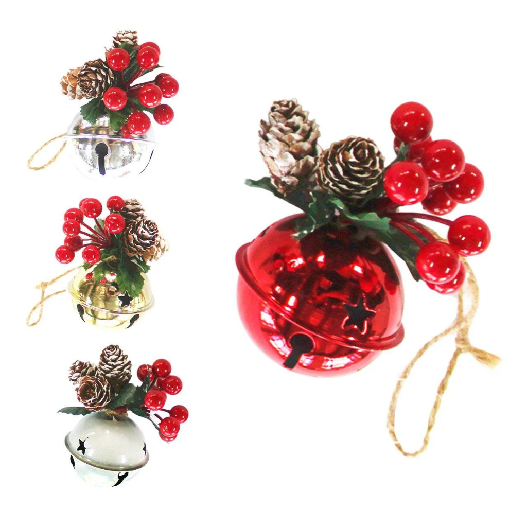 Kit Com 2 Enfeite De Natal Guizo Com Laço E Azevinhos 17cm | Shopee Brasil